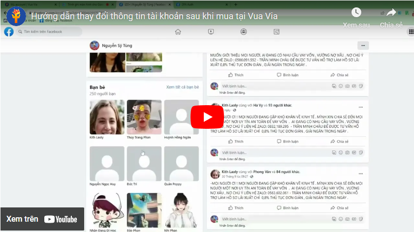 Hướng dẫn thay đổi thông tin (Change) Via sau khi mua